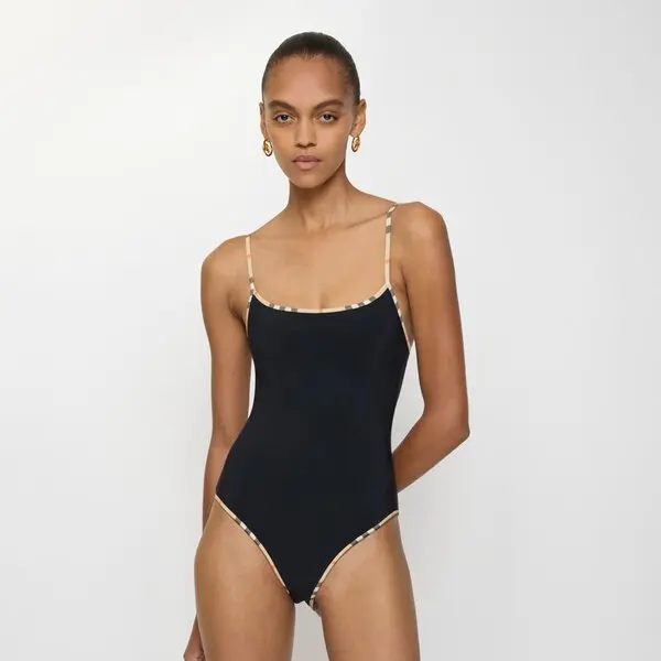 Burberry Check Trim One-piece Swimsuit - Black
