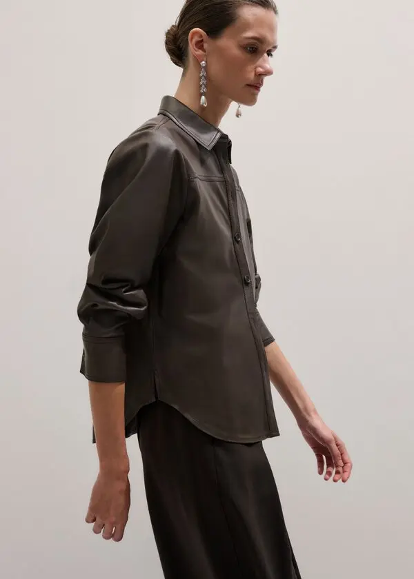 ME+EM Luxe Straight Leather Shirt