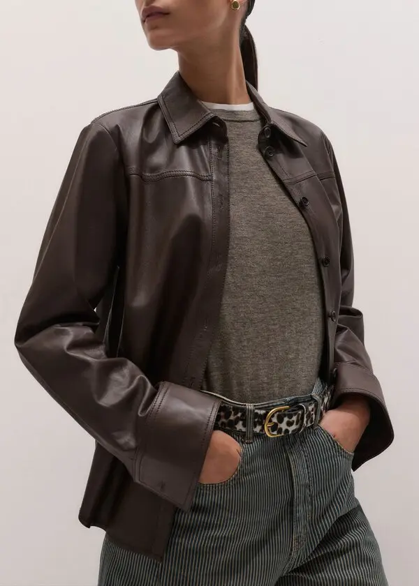 ME+EM Luxe Straight Leather Shirt