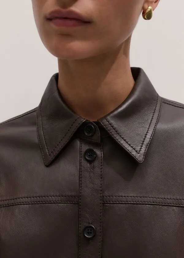 ME+EM Luxe Straight Leather Shirt