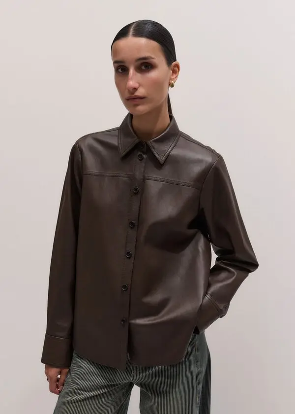 ME+EM Luxe Straight Leather Shirt