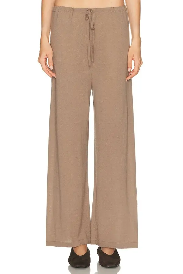 Enza Costa Tissue Cashmere Drawcord Pant - Walnut