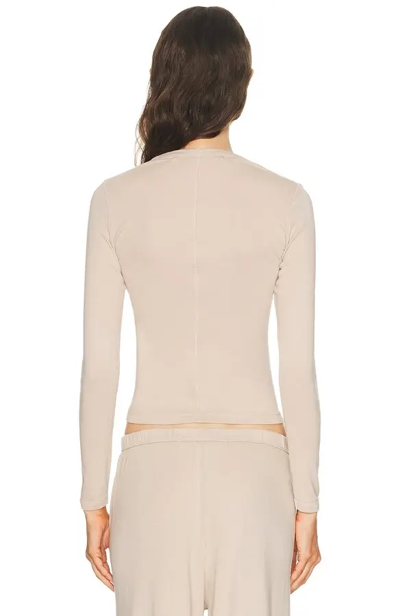 Enza Costa Supima Cotton New Classic Long Sleeve Top - Stone