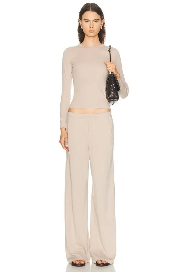Enza Costa Supima Cotton New Classic Long Sleeve Top - Stone