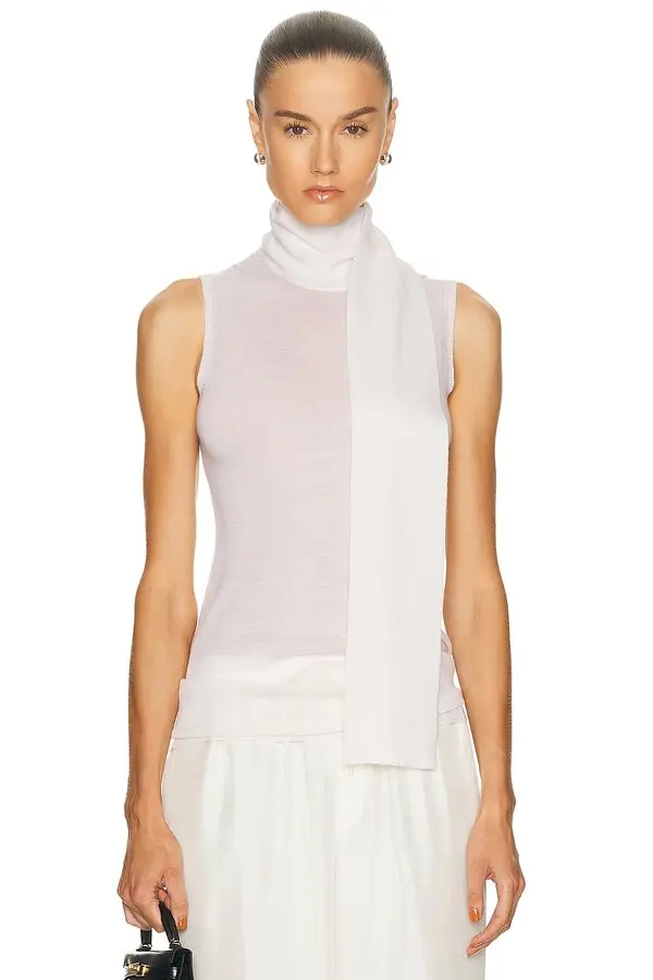 Enza Costa Tissue Cashmere Sleeveless Scarf Sweater - Undyed