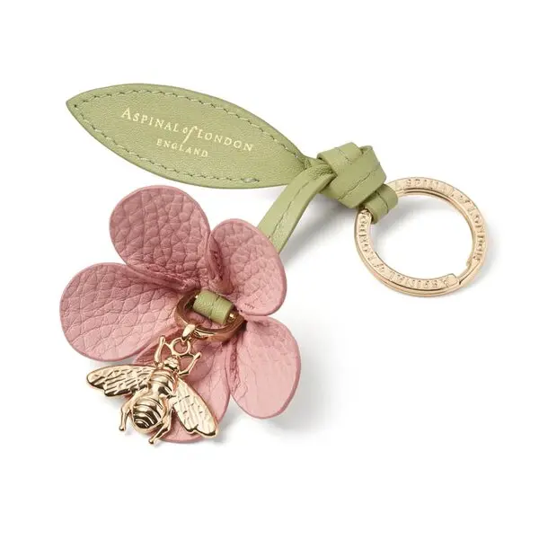 ASPINAL OF LONDON Wildflower And Bee Keyring - Pink