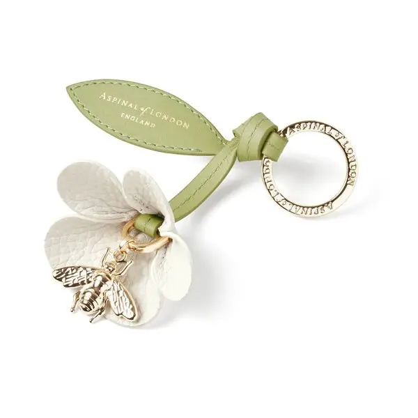 ASPINAL OF LONDON Wildflower And Bee Keyring - White