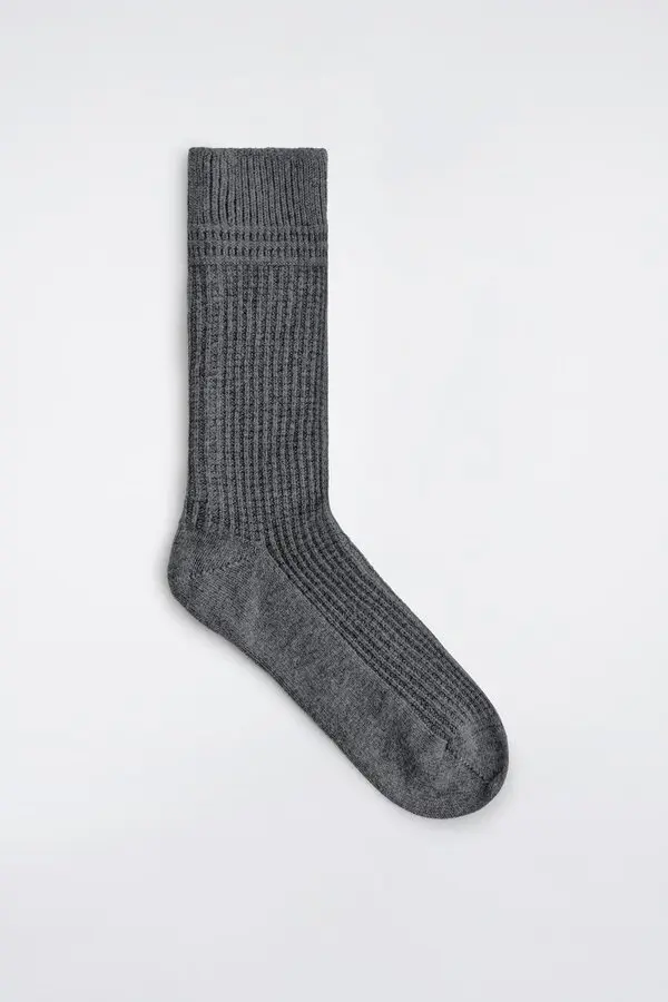 Cos Waffle Knit Socks - Gray