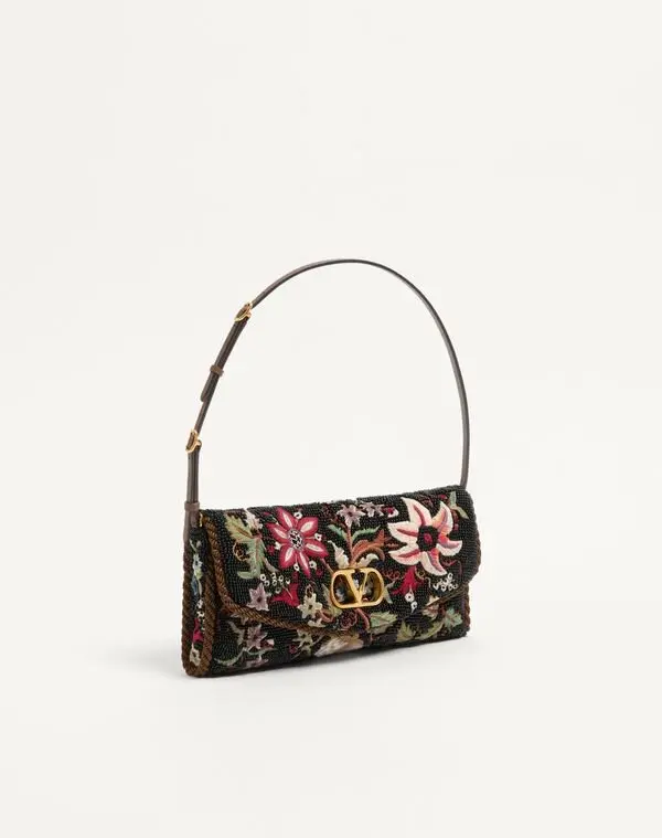 Valentino Garavani Embroidered Small Shoulder Bag - Black/multicolour
