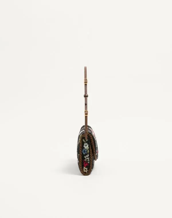 Valentino Garavani Embroidered Small Shoulder Bag - Black/multicolour