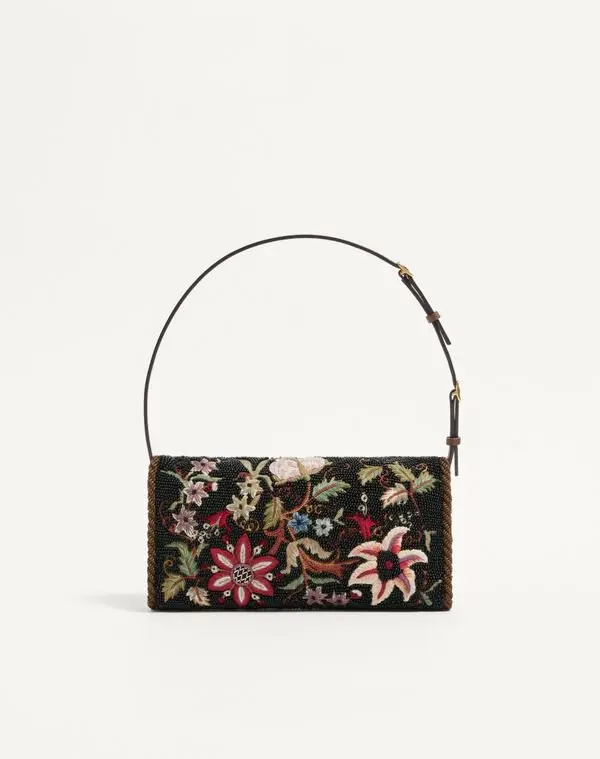 Valentino Garavani Embroidered Small Shoulder Bag - Black/multicolour