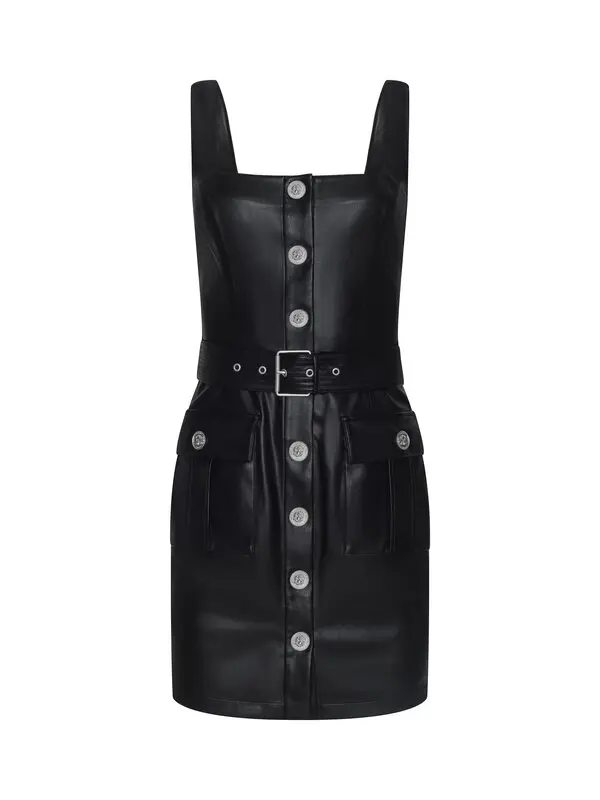 L'Agence Midy Vegan Leather Mini Dress - Black