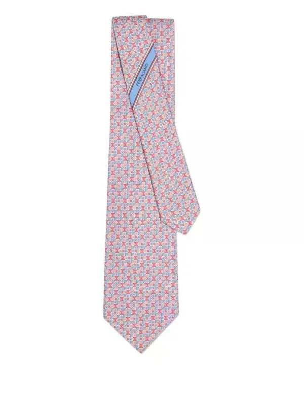 FERRAGAMO Graphic-print Silk Neck Tie - Pink