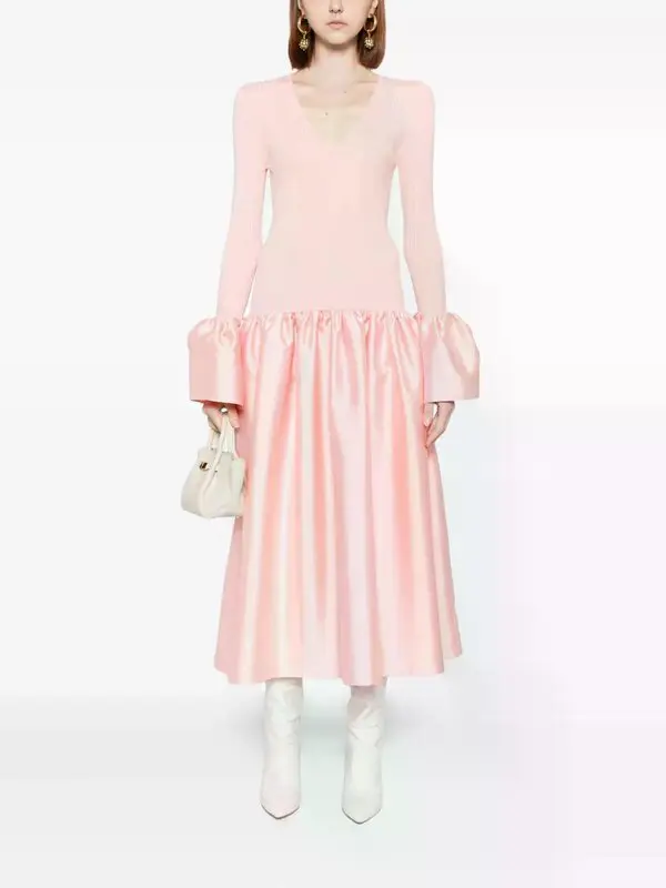 Cynthia Rowley Fiona Rib Knit And Silk Dress - Pink