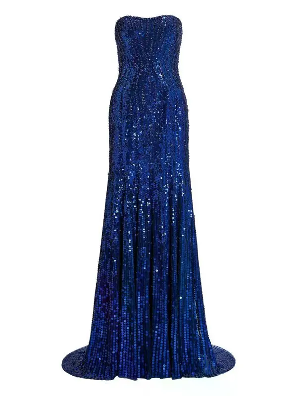 Jenny Packham Sarai Sequin-embellished Maxi Dress - Blue
