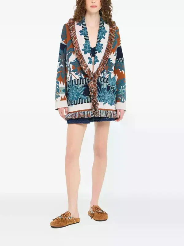 Alanui Island Soul Floral Cardigan - Blue