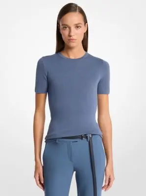 Michael Kors Cashmere Short-sleeve Sweater - Grey