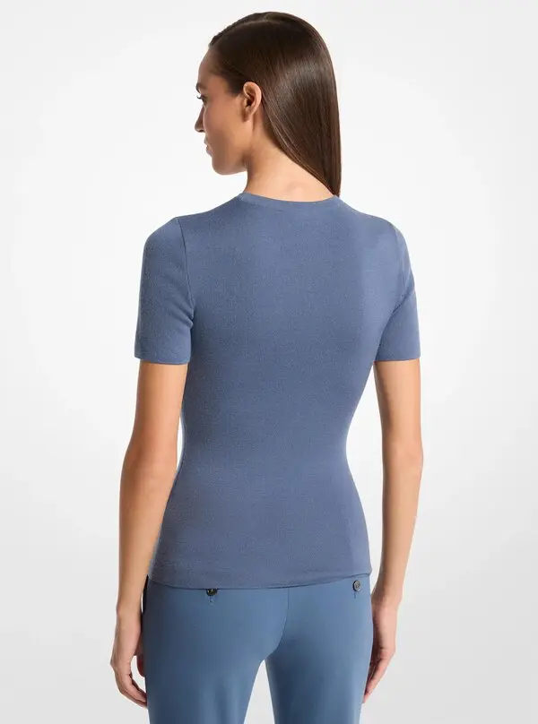 Michael Kors Cashmere Short Sleeve Sweater - Grey