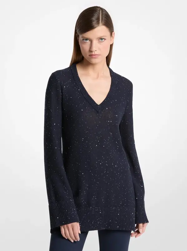 Michael Kors Sequin V-neck Pullover Sweater