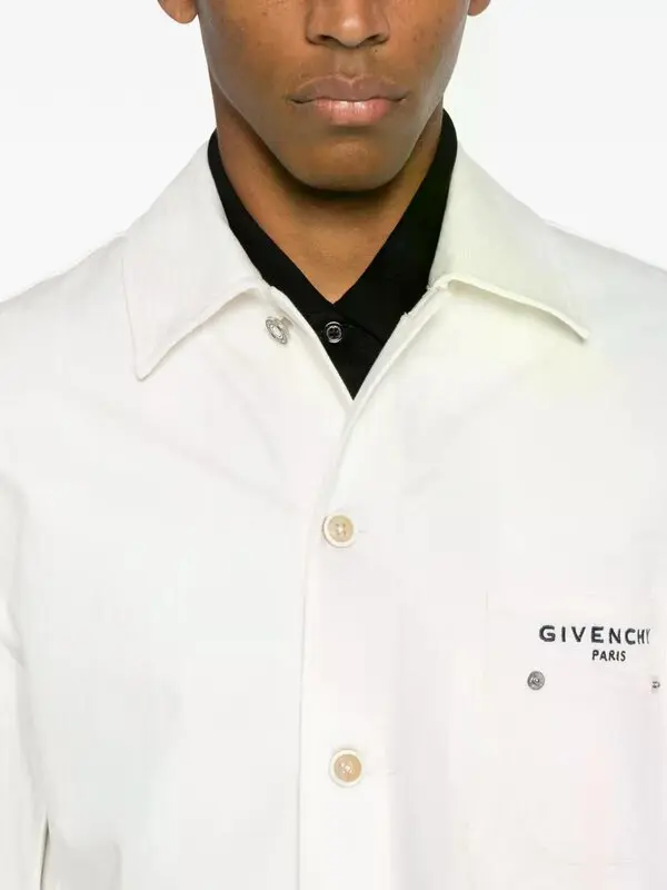 Givenchy Embroidered-logo Denim Jacket - Neutrals