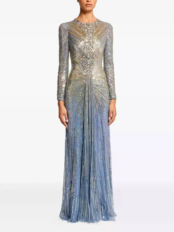 Jenny Packham Wiona Sequin-embellished Gown - Blue