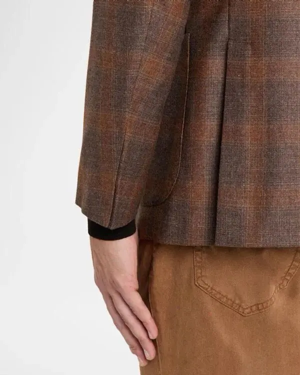 Boglioli Apos;s Wool, Silk, And Linen Plaid Two-button Blazer