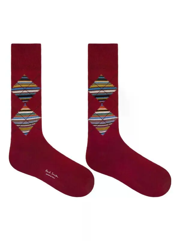 Paul Smith Argyle-patterned Crew Socks - Red