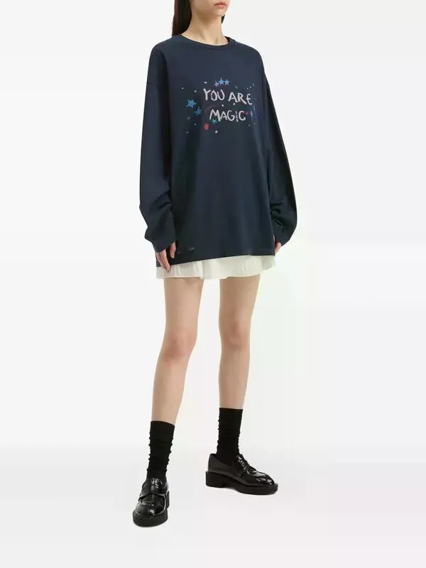 B+AB Slogan-print Long-sleeve T-shirt
