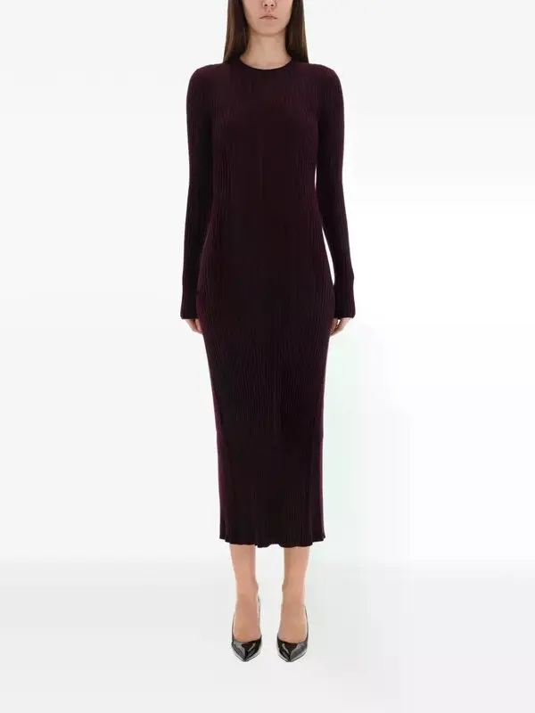 Helmut Lang Ribbed Knit Midi Dress - Purple