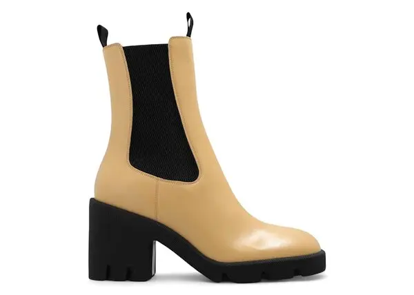 Burberry Stride Platform Ankle Boots - Custard