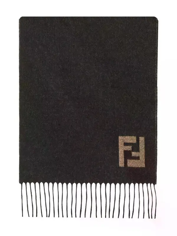 Fendi Fringed Logo-detail Scarf - Brown