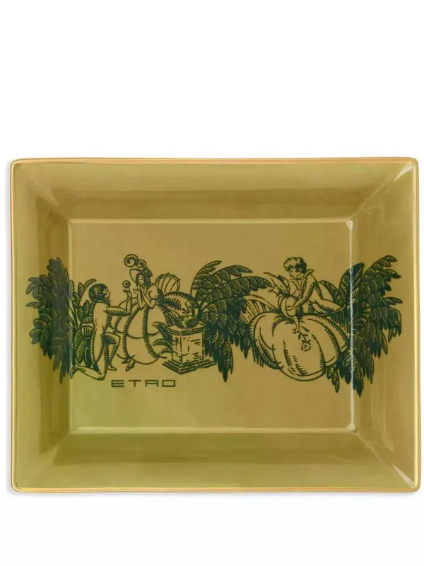 Etro Amanti-motif Porcelain Tray - Yellow