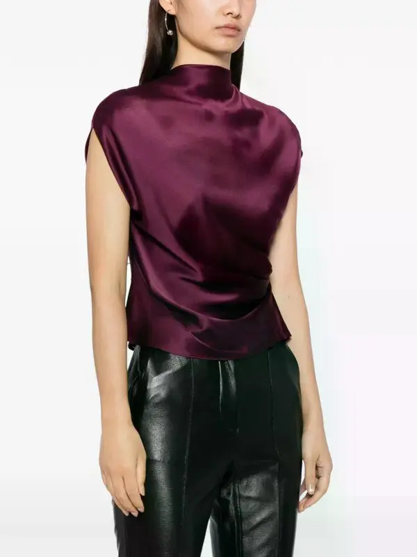 THE SEI Draped Sleeveless Blouse - Purple