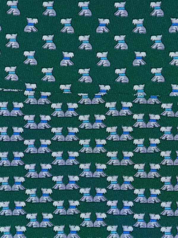 FERRAGAMO Terrier Print Silk Neck Tie - Green
