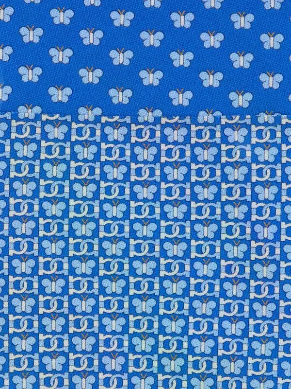 FERRAGAMO Butterfly-print Silk Neck Tie - Blue