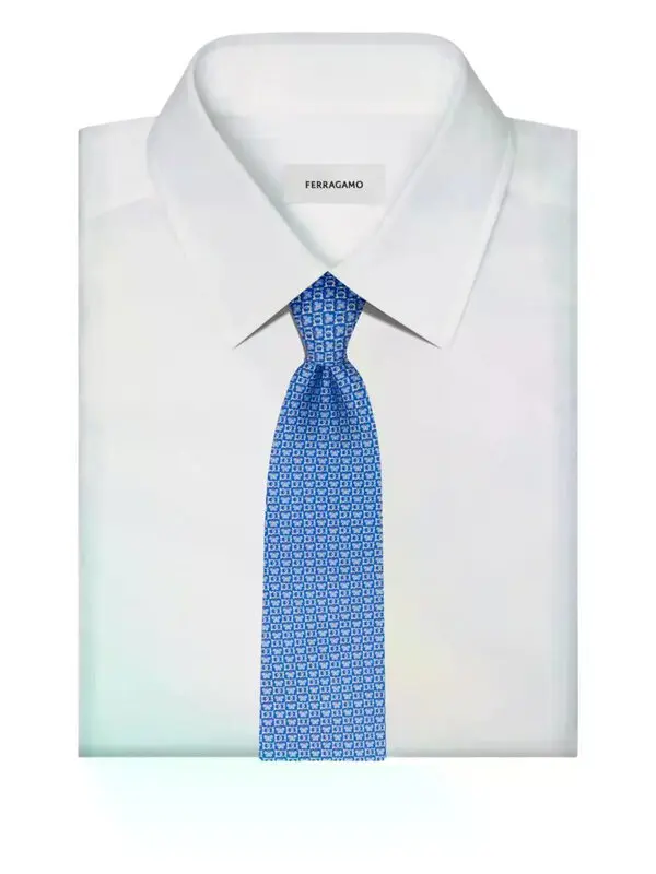 FERRAGAMO Butterfly-print Silk Neck Tie - Blue