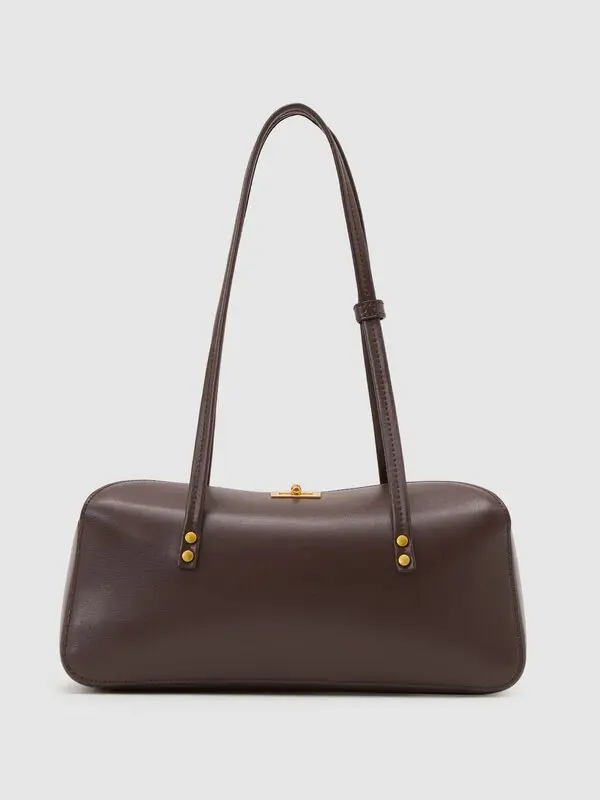 REISS Devora Leather Bowling Shoulder Bag