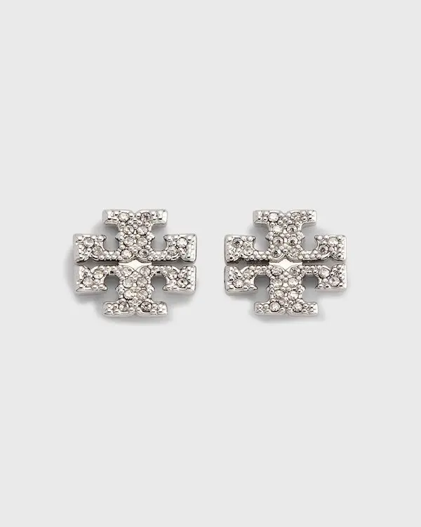 Tory Burch Icon Pavé Stud Earrings - Silver