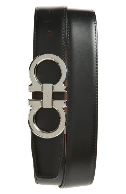 FERRAGAMO Double Gancio Leather Belt