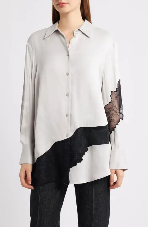 BOSS Lace Trim High-low Tunic Shirt - Open Gy