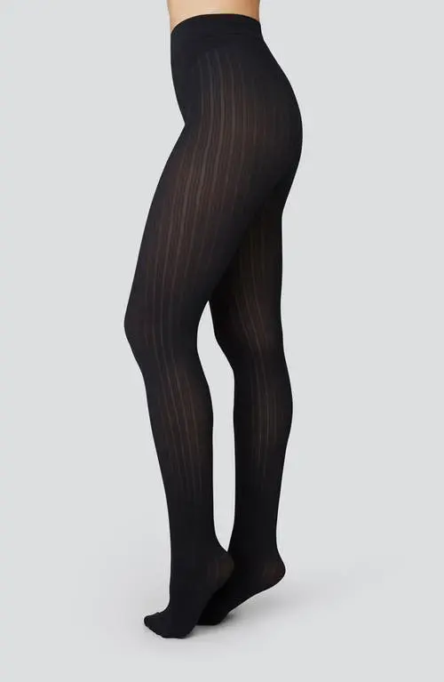 Swedish Stockings Alma Ribbed Tights - Black