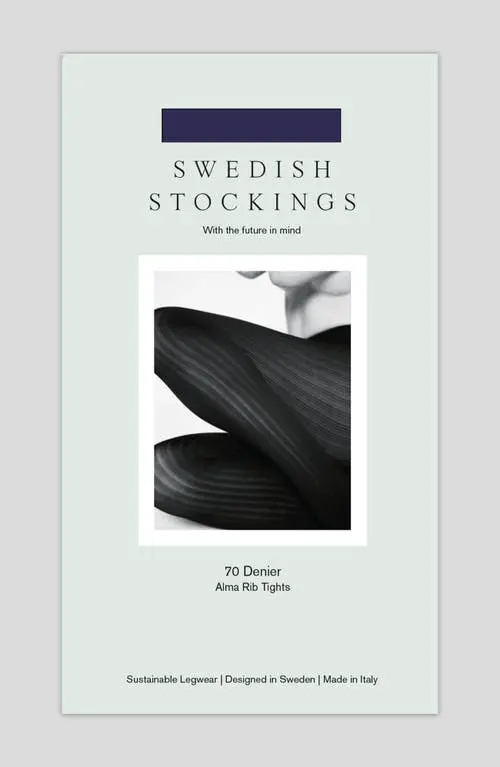 Swedish Stockings Alma Ribbed Tights - Navy