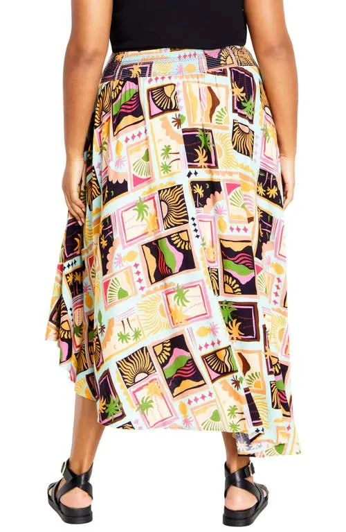 City Chic Eva Smocked Waist Asymmetric Skirt