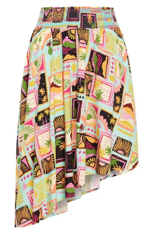 City Chic Eva Smocked Waist Asymmetric Skirt