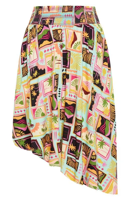 City Chic Eva Smocked Waist Asymmetric Skirt