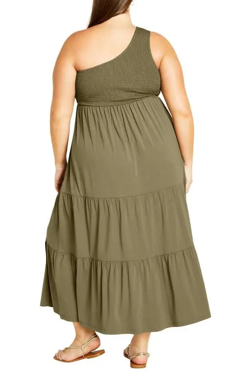 City Chic Darcy Smocked One Shoulder Maxi Dress