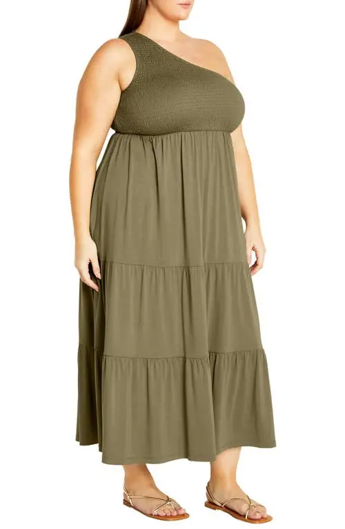 City Chic Darcy Smocked One Shoulder Maxi Dress