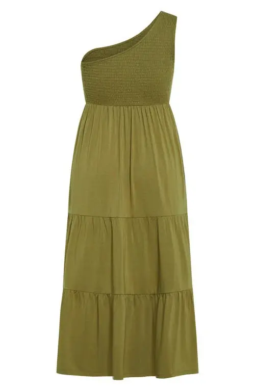 City Chic Darcy Smocked One Shoulder Maxi Dress