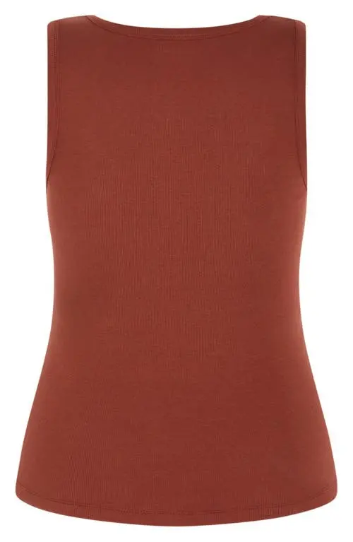 City Chic Lana Stretch Cotton Rib Tank - Ginger
