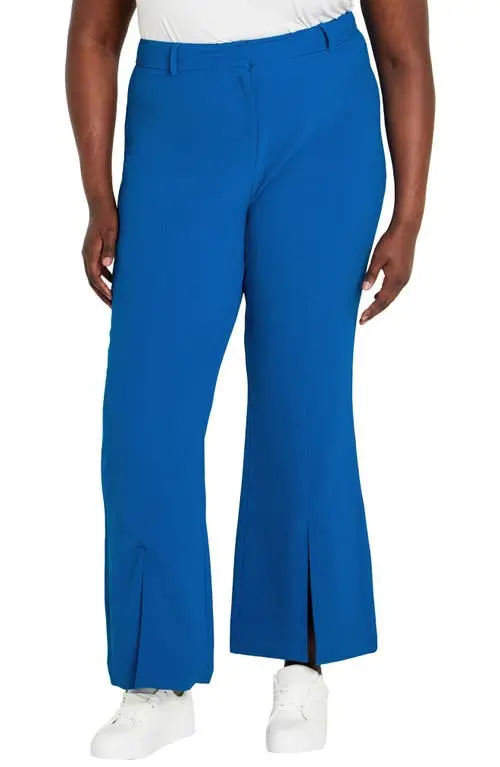 City Chic Kiana Split Hem Flare Pants - Blue